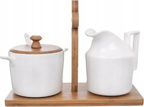 Cukřenka A Mlékovka Set ve stojanu Bílá Porcelánová Oldman 280 ml