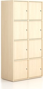 Kancelářská skříň FRAME, 8x dveře, 872 x 450 x 1735 mm, cylindrický zámek, bříza