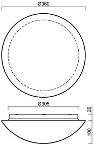Osmont 71167 Aura 10, stropní/nástěnné svítidlo z triplexového skla 1x10W E27 IP65, průměr 36cm