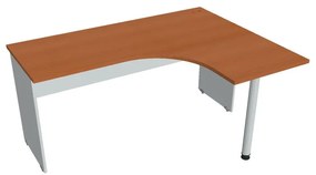 Stůl ergo levý 160*120 cm - Hobis Gate GE 60 L Dekor stolové desky: třešeň, Dekor lamino podnože: šedá, Barva nohy: stříbrná