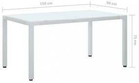 Zahradní stůl bílý polyratan Dekorhome 150x90x75 cm