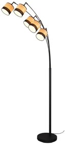 TRIO Reality R41665032 BOLZANO stojací lampa 5xE14 V2000mm černá matná, imitace dřeva Stojanové lampy