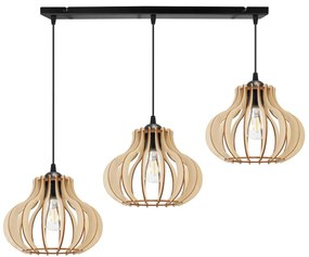 Závěsné svítidlo Timber 3, 3x dřevěné stínítko