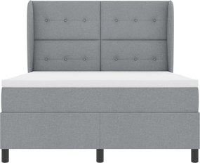 Postel s boxspringem s čelo Světle šedá 140 x 200 cm textil 3340564