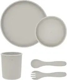 KikkaBoo Jídelní sada 5-dílná Platinum Silicone Sand / od 6 měsíců