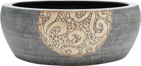 Umyvadlo na desku černé a hnědé kulaté Φ 41 x 14 cm keramika 155060