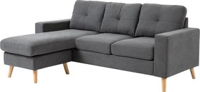 HOMCOM L-Šatní Pohovka z Látky, Sada S Látkovým Stylovým Čalouněním pro 3 Osoby s Chaise Longue, Rohová Pohovka do Obývacího Pokoje, Tmavě Šedá, 193 x