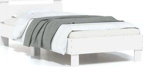 vidaXL Rám postele s čelem a LED osvětlením 75 x 190 cm [838756] Barva: Bílá