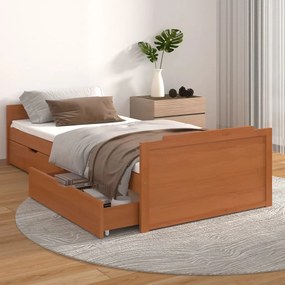 Rám postele se zásuvkami medově hnědý masivní borovice 90x200cm 322161