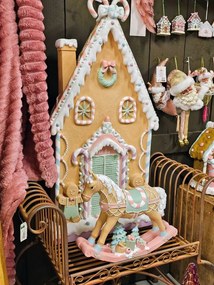 Perníková veliká dekorace chaloupky a perníčků Gingerbread House - 50*15*93 cm