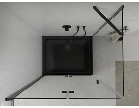 Mexen Lima, sprchový kout se skládacími dveřmi 100 (dveře) x 80 (stěna) cm, 6mm čiré sklo, černý profil + slim sprchová vanička černá s černým sifonem, 856-100-080-70-00-4070B