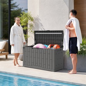 Outsunny Zahradní úložný box 379 l, šedý dekor dřeva