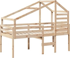 Patrová postel se střechou 75 x 190 cm masivní borové dřevo 3281983