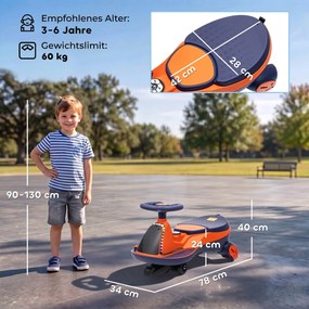 AIYAPLAY Elektrické odrážedlo 2 v 1 s hudbou, oranžové