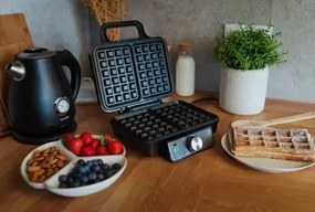 Huslog vaflovač černá / 1200W / 2 vafle / nepřilnavý povrch