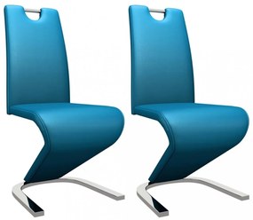 Jídelní židle 2 ks umělá kůže / chrom Dekorhome Modrá