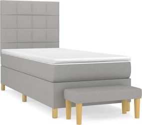 Box spring postel s matrací světle šedý 100 x 200 cm textil 3137133