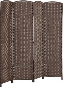 HOMCOM vnitřní paraván ze dřeva 4 panely skládací dělič prostoru pro obývací pokoj, ložnici 180 x 180 cm hnědá