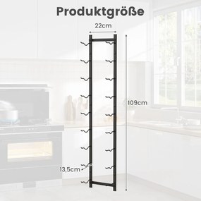 Costway Stěna stojanu na víno na 9 láhve vína kovový držák na láhve, m