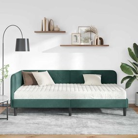 Rohový rám postele Tmavě zelená 90 x 200 cm samet 3394156
