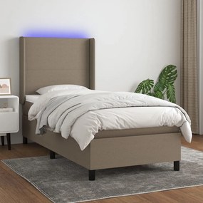 Box spring postel s matrací a LED taupe 90x200 cm textil 3138129