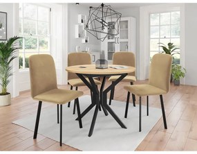 Rozkládací stůl Kirtore M 90 se 4 židlemi Lekoz, Barva dřeva: šedý mramor + černá, Potah: Amor Velvet 4311