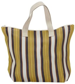House Doctor Nákupní taška Recy Yellow, žlutá barva, hnědá barva, plast, textil