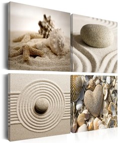 Obraz Dary moře (4-dílný) - kompozice s kameny zen a mušlemi