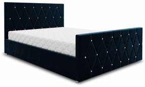 Manželská postel 140 cm Illa (tmavě modrá) (s roštem a úložným prostorem). 1046979