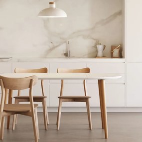 Bílý lakovaný rozkládací jídelní stůl Kave Home Oqui 90-170 x 90 cm