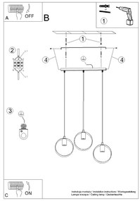 Závěsné svítidlo Titran 3, 3x bílé kovové stínítko