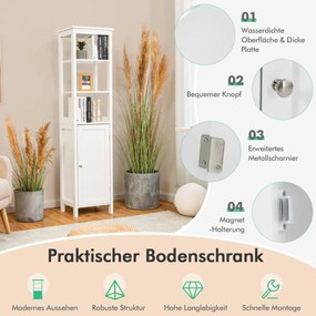 Costway 5patrová úzká vysoká skříňka s 3 polohovou policí – 40 × 32 × 161,5 cm