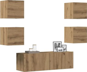Sada 5 kusů nástěnné TV skříňka dub artisan kompozitní dřevo 3329146