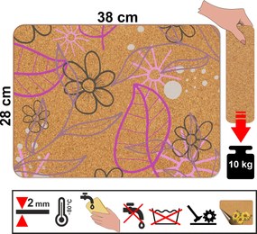 PokojovaDekorace.cz, Korkové prostírání s potiskem - 538, kytky, 38x28 cm, 1 ks
