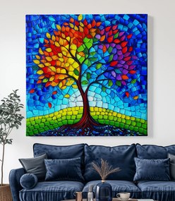 Obraz na plátně - Strom života Skleněná mozaika FeelHappy.cz Velikost obrazu: 120 x 120 cm