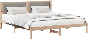 Rám postele s čelo Taupe 200 x 200 cm Masivní borové dřevo 3394231