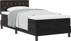 Postel s boxspringem s matrací s čelo Černá 90 x 190 cm samet 3339076