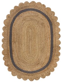 Flair Rugs koberce Kusový koberec Grace Jute Natural/Grey ovál - 120x170 ovál cm