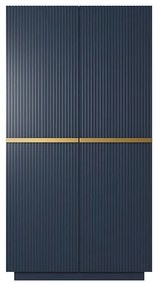 Skříň Nicole 100 cm - námořnická modrá / zlaté úchytky