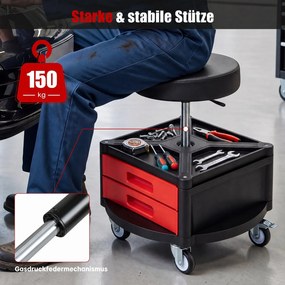 Costway Kulatá dílenská stolička s kolečky 45-58 cm Výškově nastavitelná