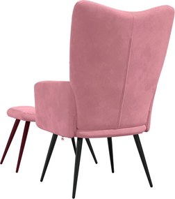 Relaxační křeslo se stoličkou růžové samet 328088