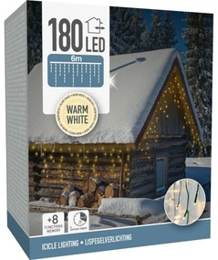 Světelný vánoční řetěz Icicle teplá bílá, 180 LED, M