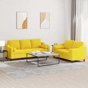 2dílná sedací souprava s polštáři světle žlutá textil 3201855