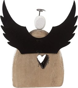 Dekorace dřevěná figurka anděl se srdíčkem Angel Rustic L - 19*6*21 cm