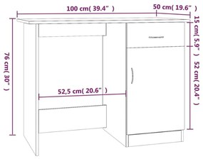 Petromila Psací stůl kouřový dub 100 x 50 x 76 cm kompozitní dřevo