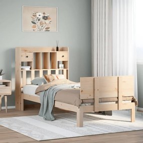Postel s knihovnou bez matrace 90 x 190 cm masivní borovice 3322678