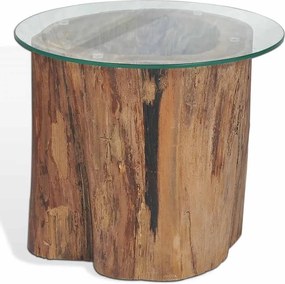 Konferenční stolek teak a sklo 50 x 40 cm 245069