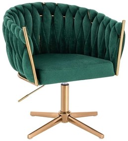 LuxuryForm DESIGN Otočná židle NORDEN VELUR na zlatém kříži - zelená