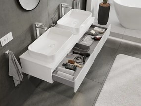 Mexen Rivel, koupelnová skříňka pod umyvadlo 140 cm, 1 zásuvka, drážkovaná, bílá matná, 91A20-14023-1-BF01