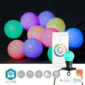 Nedis WIFILP03C10 - LED RGB Dekorační řetěz 10xLED 12m IP65 Wi-Fi Tuya
